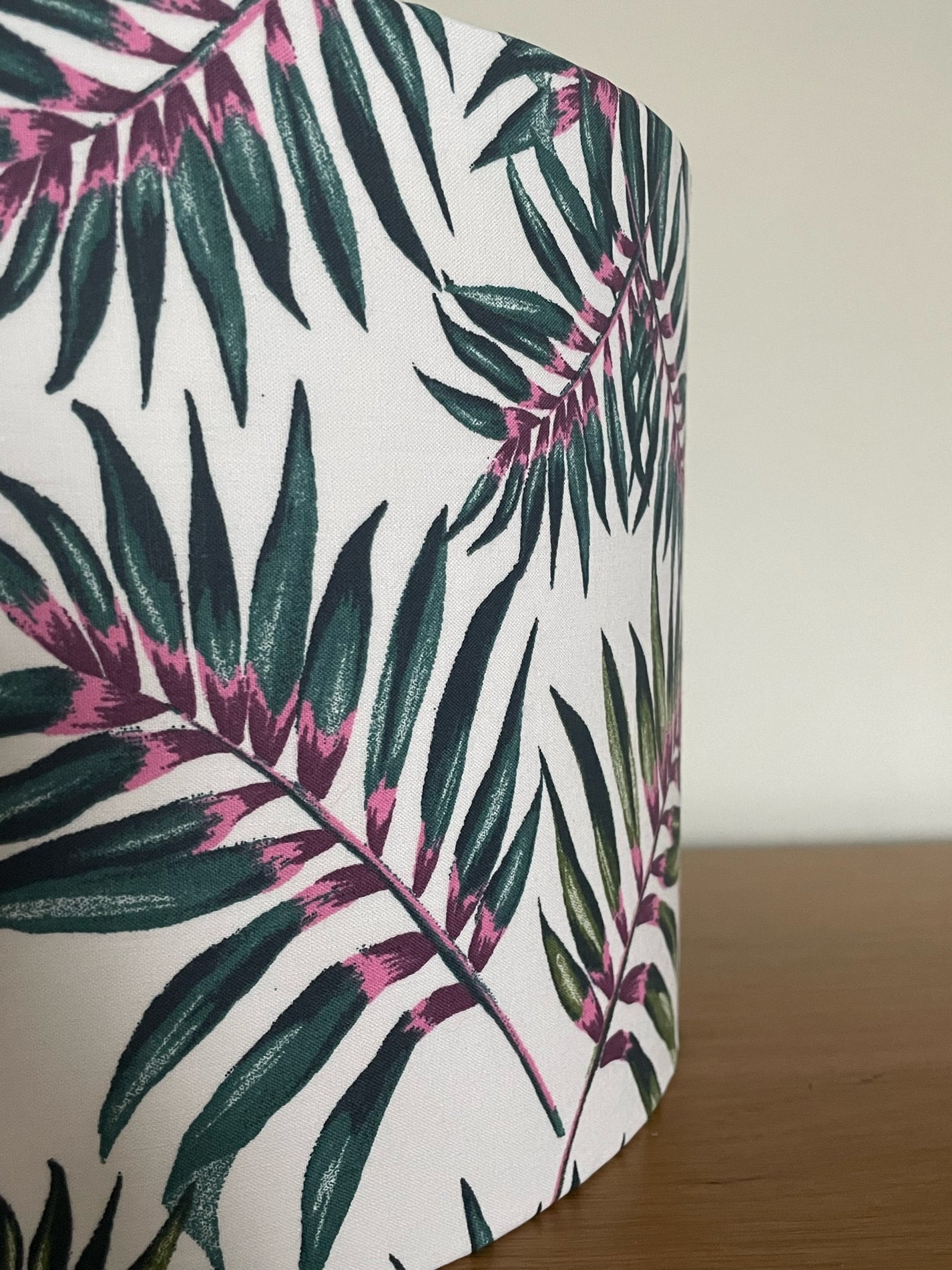 Pink and Green Tropical Palm Leaf Lampshade – Purplecatshandmade